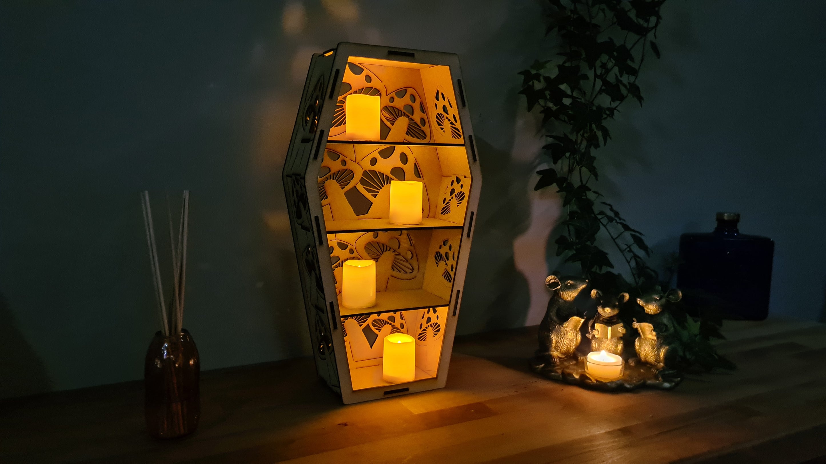 Coffin Display Shelf, Spiders Web Shelf, Gothic Display Cabinet, Gothi ...